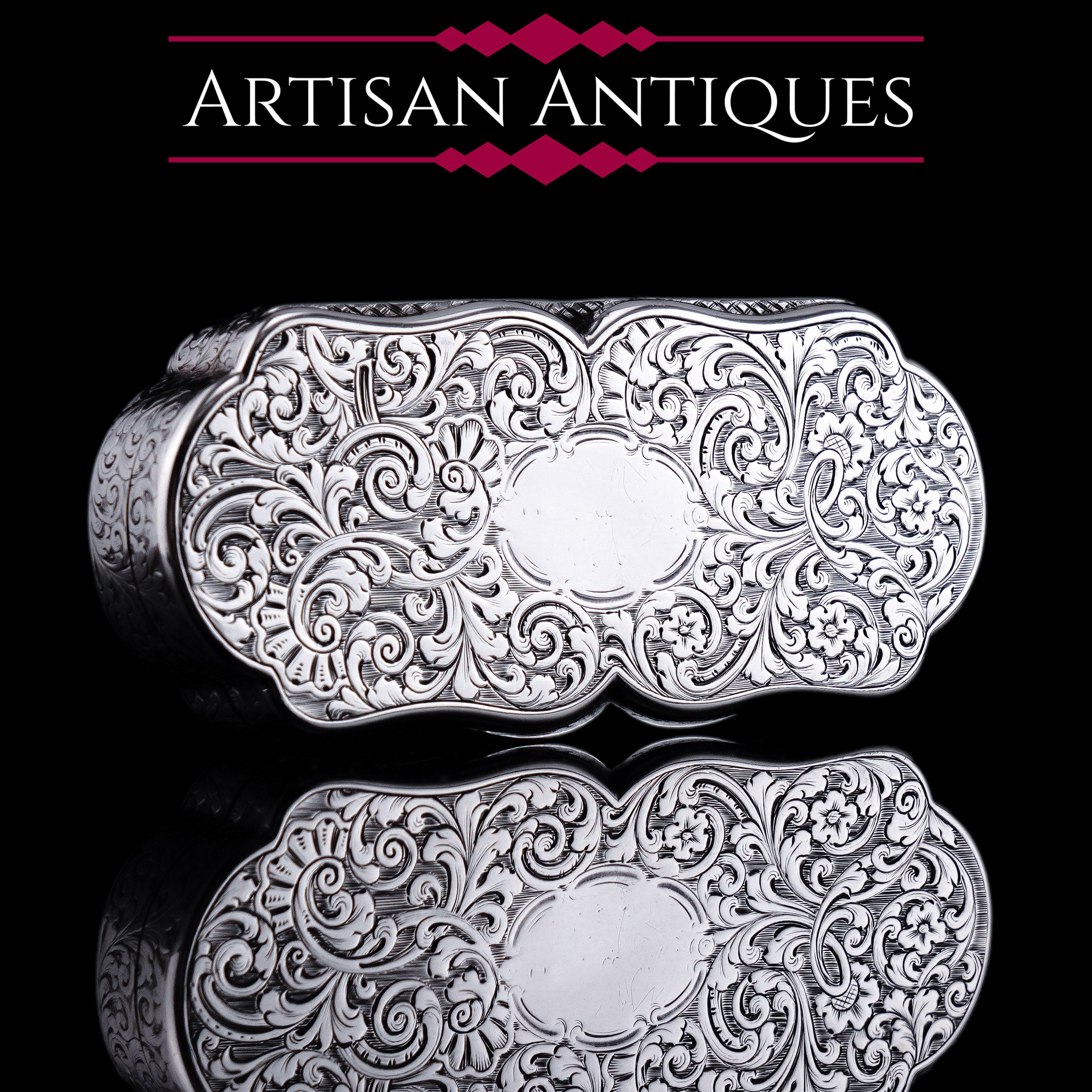 Antique Silver Snuff Box with Scrolled Acanthus Engravings - Nathaniel Mills 1840 – Artisan Antiques
