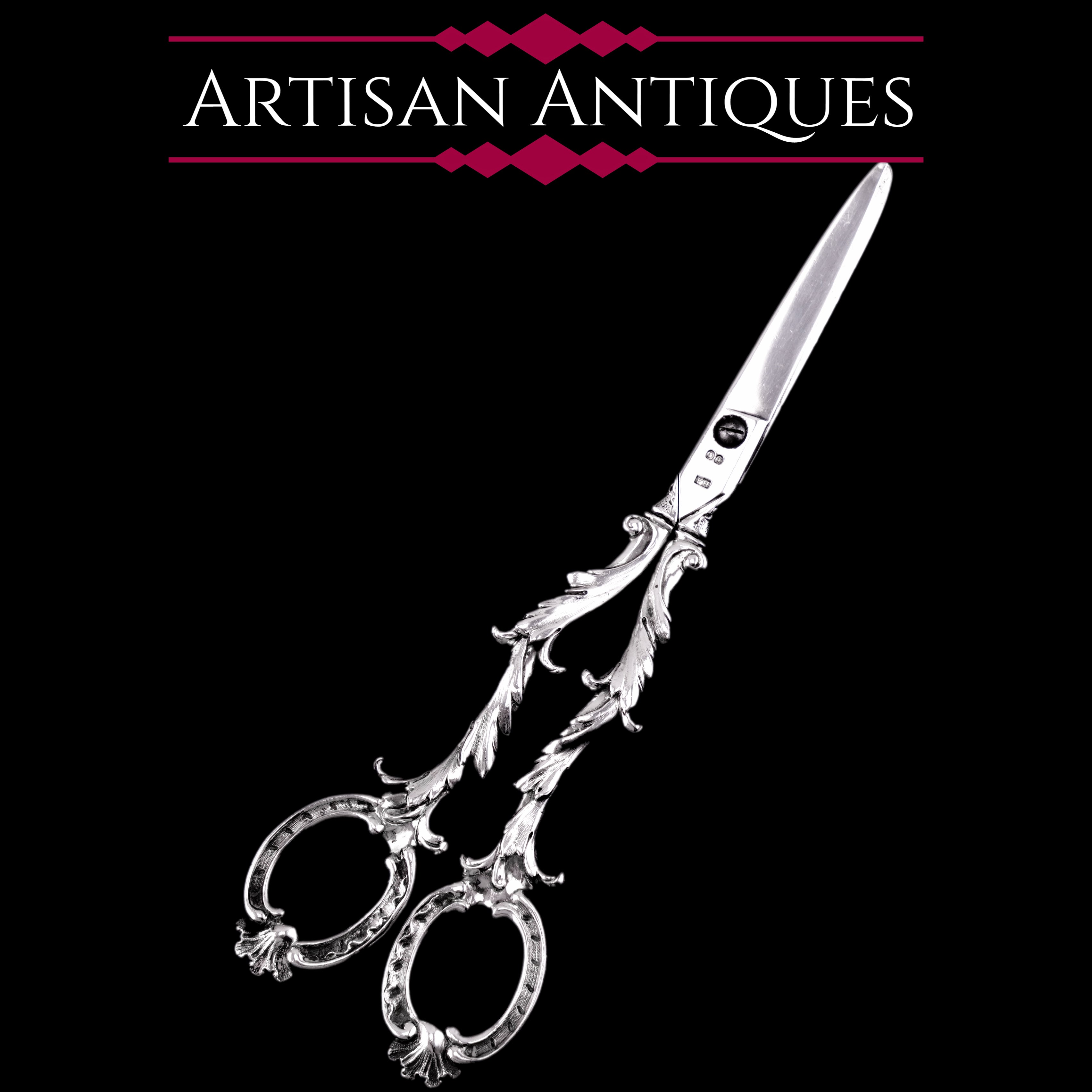 Antique Victorian Solid Silver Scissors/Grape Shears Cast Acanthus Des ...