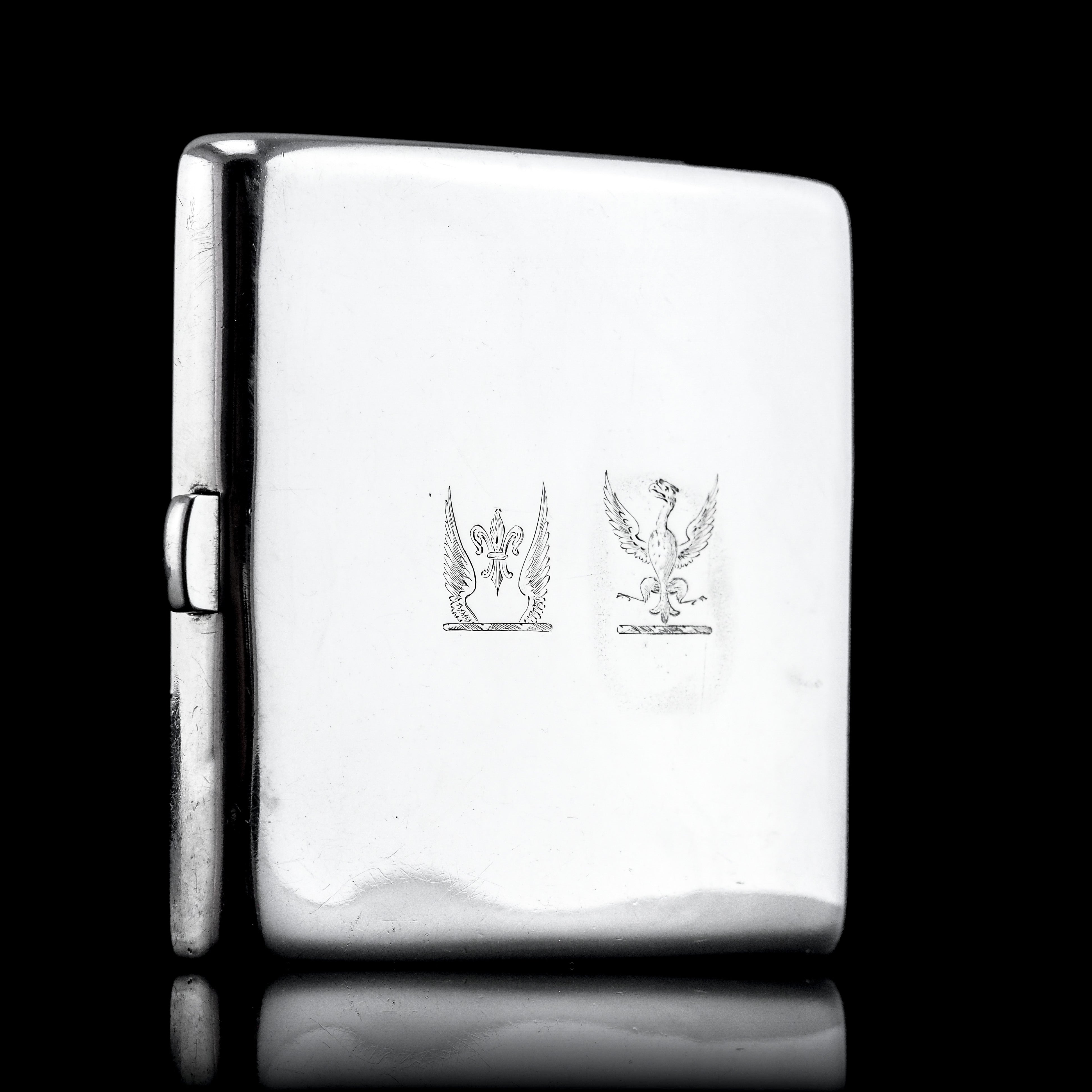Antique Victorian Solid Silver Cigarette Case Wonderful Curve & Creste ...