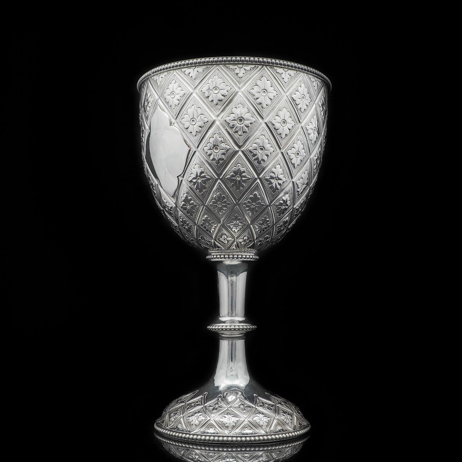 A Large Victorian Solid Silver Wine Goblet/Cup/Trophy with Abercorn Mo ...
